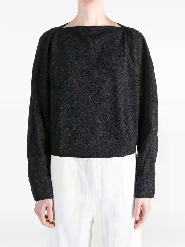 CORTANA Nasa Cross-hatch Boat-neck Blouse