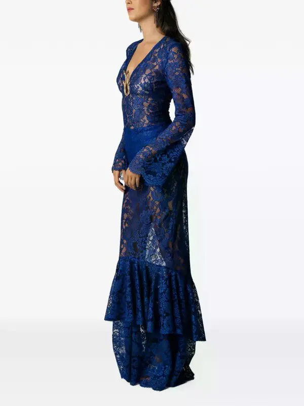 MIAU BY CLARA ROTESCU Ishtar Long-sleeve Maxi Dress - Blue