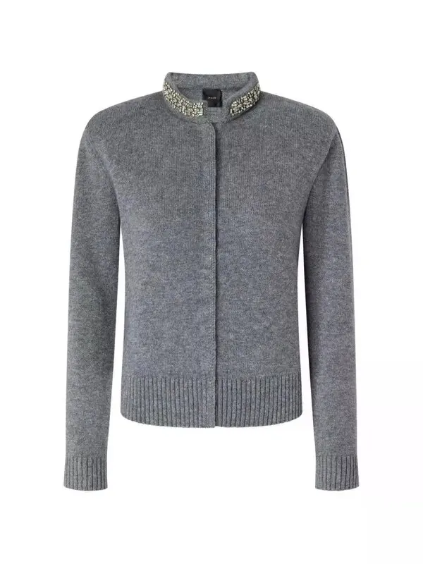 Pinko Cardigan With Jewel Collar - Anthracite