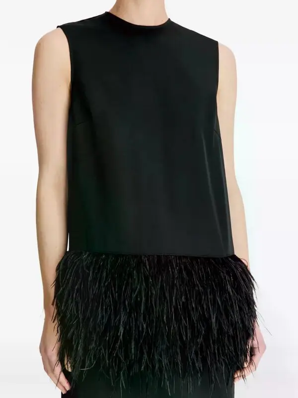 Loulou De Saison Sonia Feather-trim Midi Dress - Black