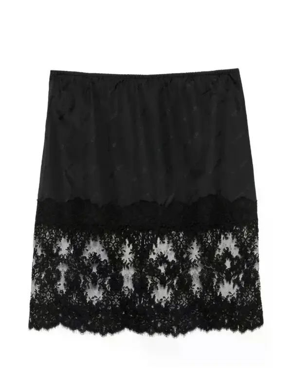 WILLY CHAVARRIA Fondo Lace-trim Midi Skirt - Black