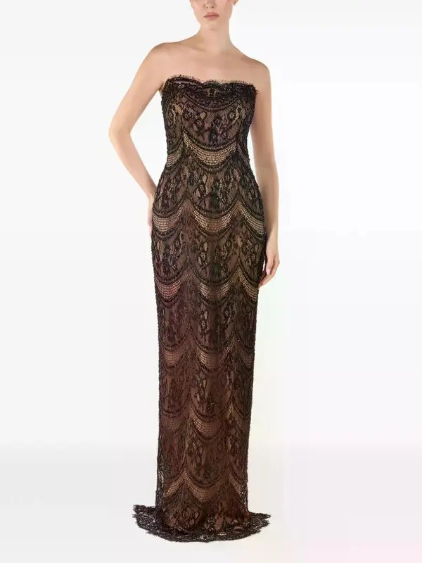 ANDREEA VENECIUC Valeria Strapless Lace Gown