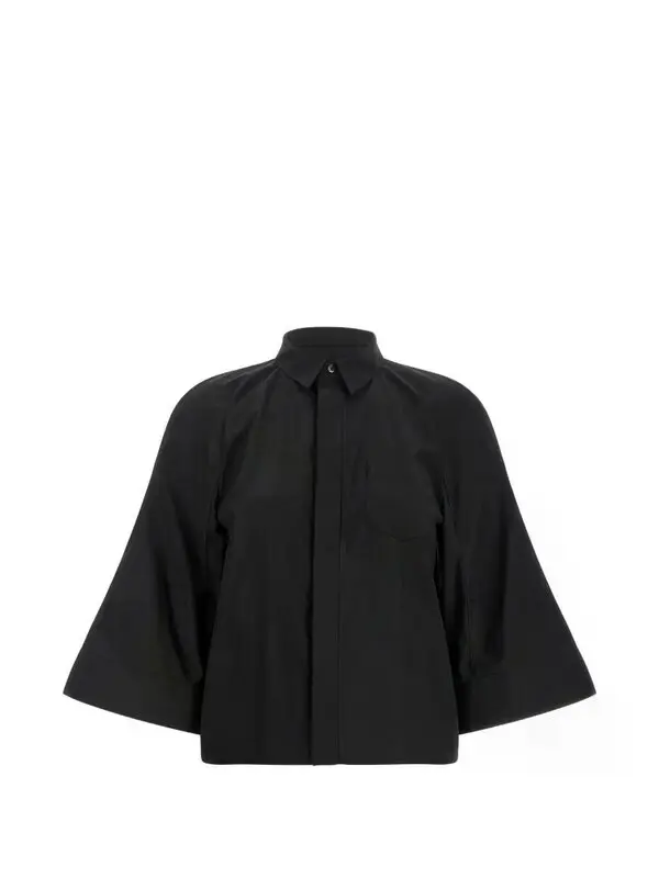 Sacai Pleated-back Raglan-sleeve Shirt - Black
