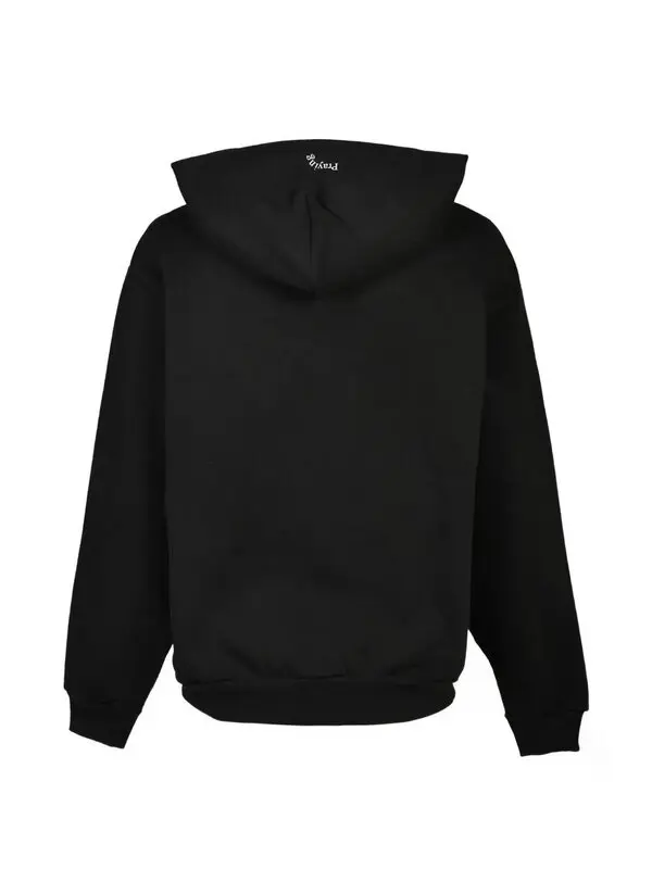 PRAYING Busy Slogan-print Zip-up Hoodie