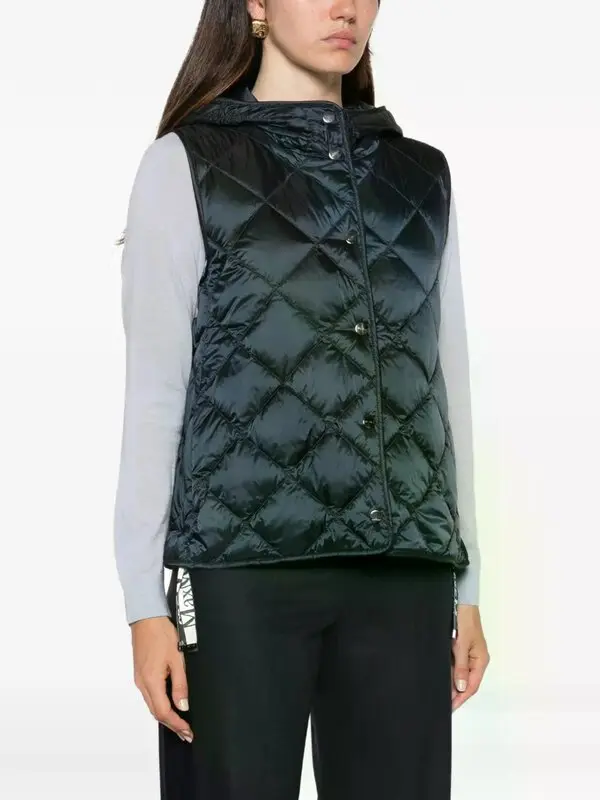 Max Mara Quilted Hooded Gilet - Blue