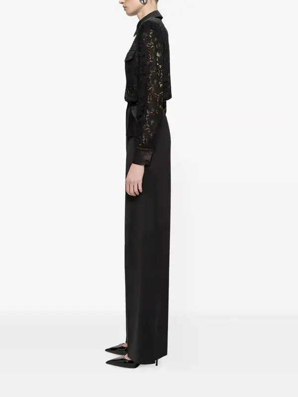 NISSA Satin Collar Lace Top