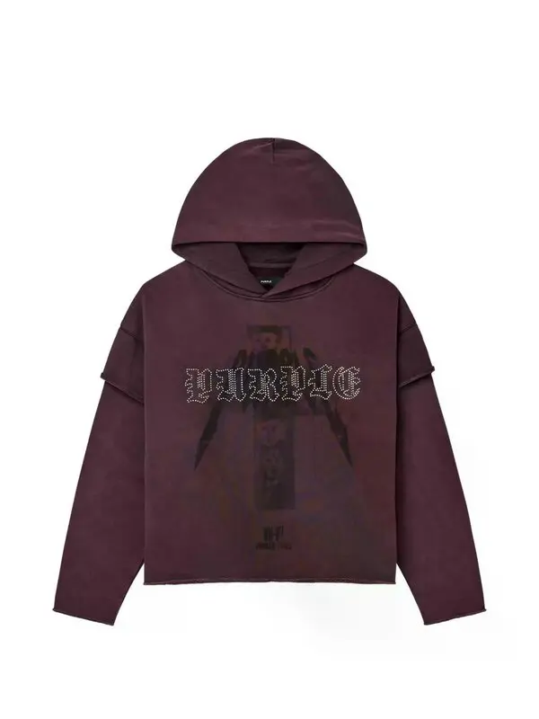 PURPLE BRAND Layered Rhinestone-embellished Hoodie - Purple