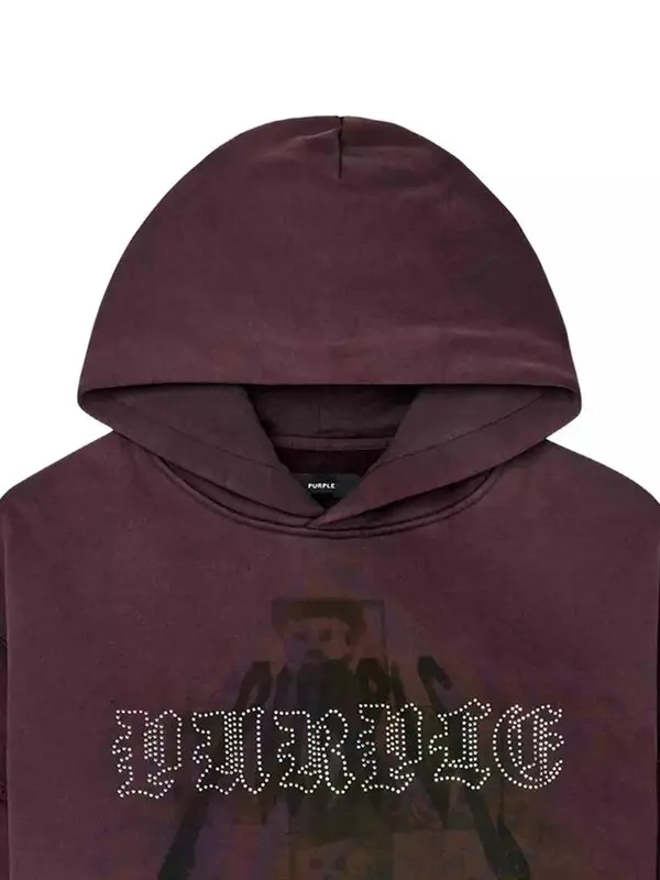 PURPLE BRAND Layered Rhinestone-embellished Hoodie