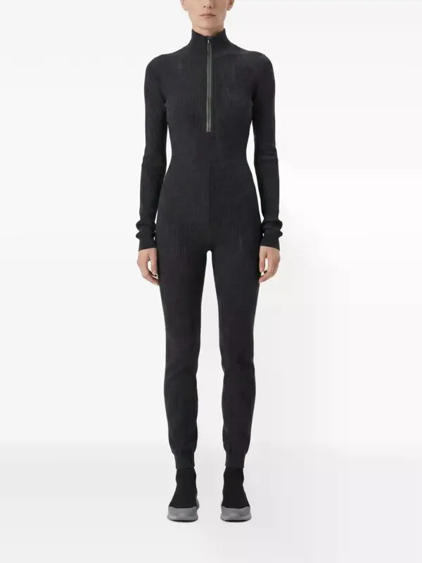 Brunello Cucinelli Ribbed-knit Wool Jumpsuit - Grey