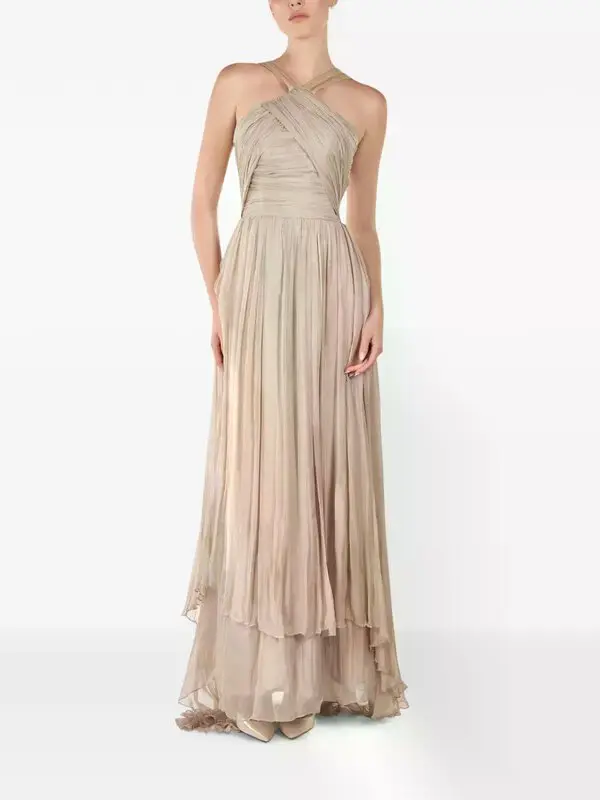 ANDREEA VENECIUC Whisper Pleated Silk Maxii Dress