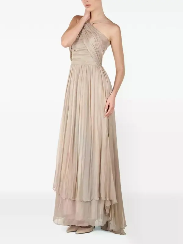 ANDREEA VENECIUC Whisper Pleated Silk Maxii Dress