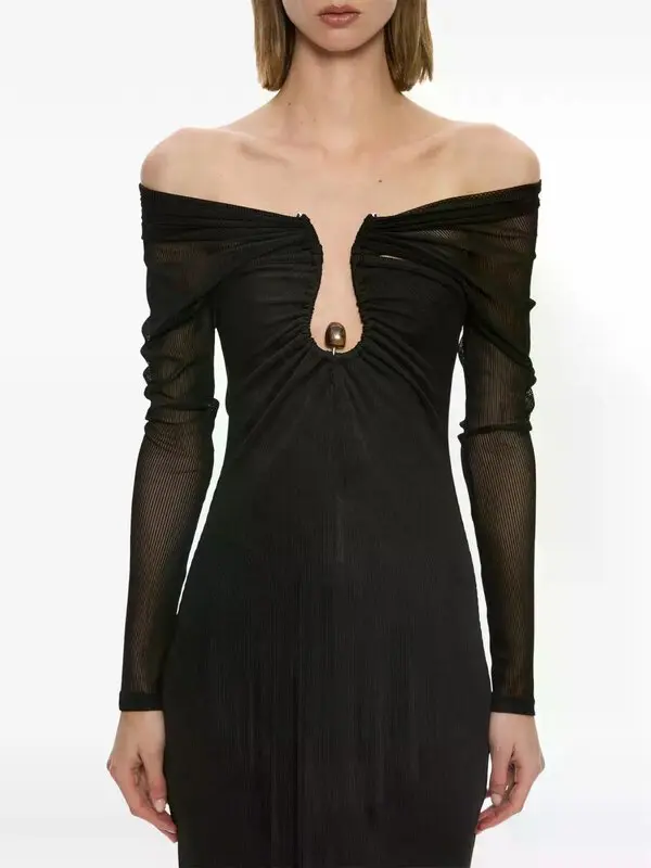 Christopher Esber Orbit Ruched Ribbed Maxi Dress