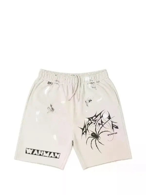 WARMAN Graphic-print Paint-splatter Track Shorts