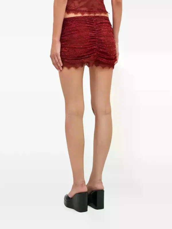 OW Selah Ruched Lace Skirt - Red
