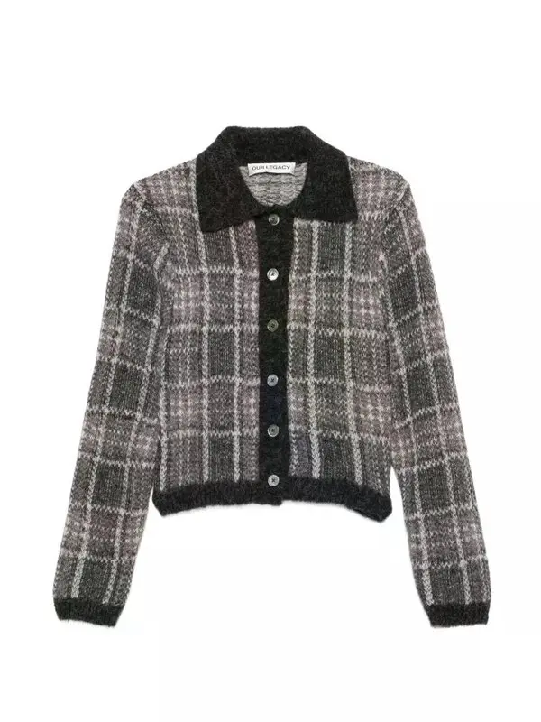 Our Legacy Mazzy Check-pattern Cardigan - Grey