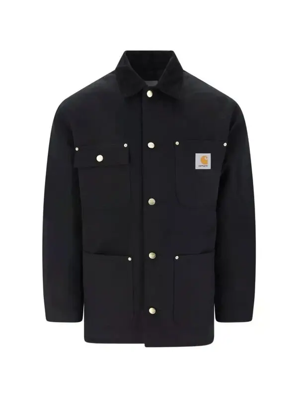 Carhartt Work In Progress Og Chore Corduroy-collar Logo-patch Jacket - Black