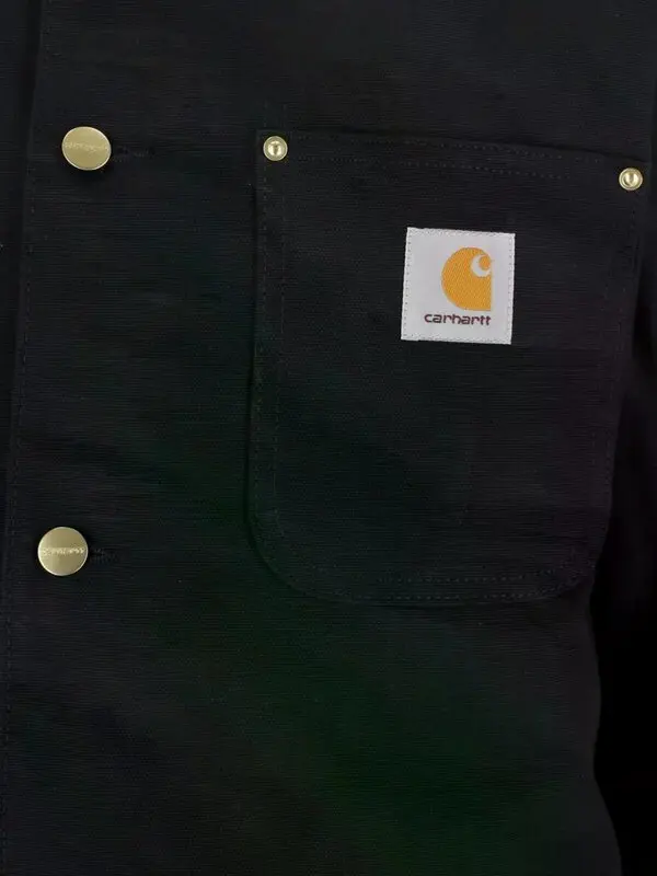 Carhartt Work In Progress Og Chore Corduroy-collar Logo-patch Jacket - Black
