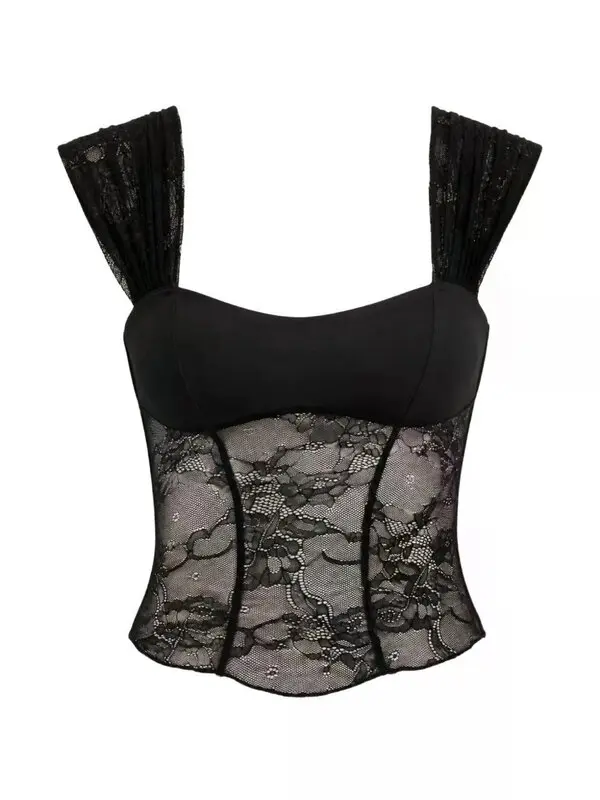 OW Vilda Lace Corset-style Top - Black