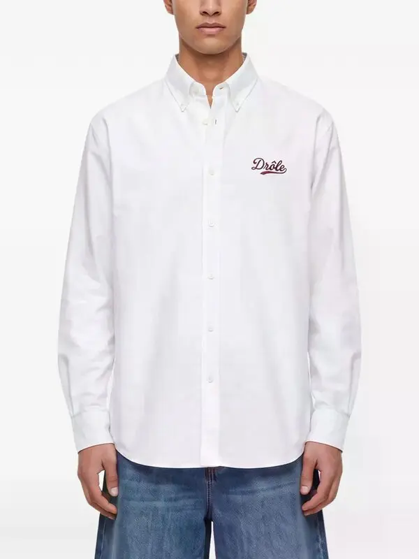 Drole De Monsieur Boxy Logo-embroidered Button-down Shirt