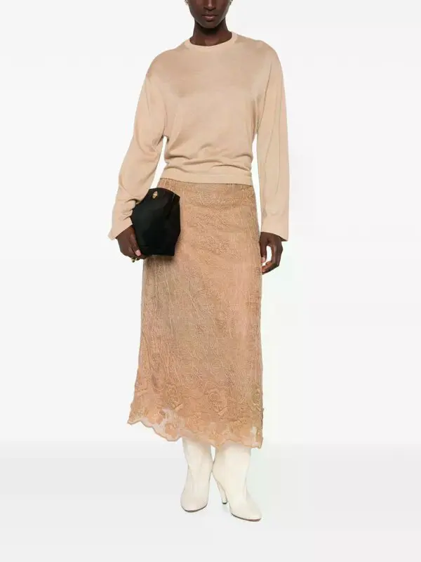 Fabiana Filippi Floral-lace Midi Skirt - Neutrals