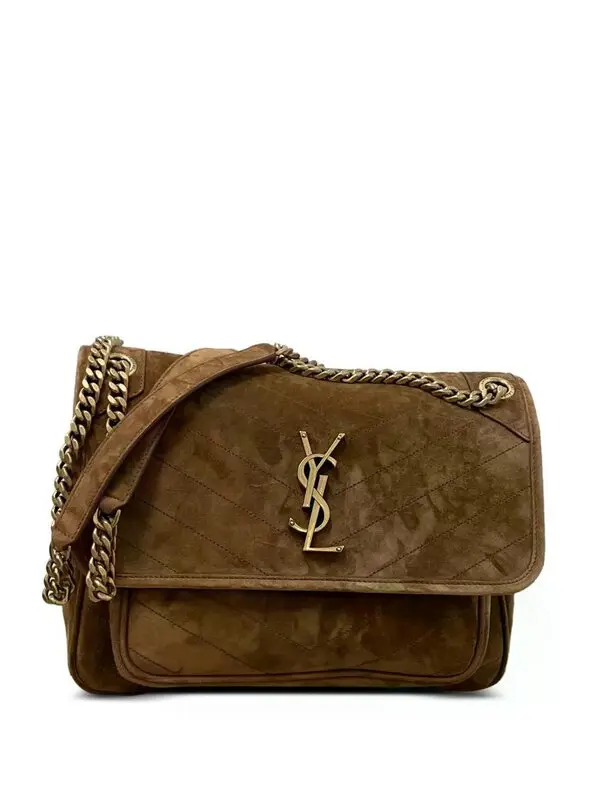 Saint Laurent Medium Niki Chevron-quilted Suede Shoulder Bag - Brown