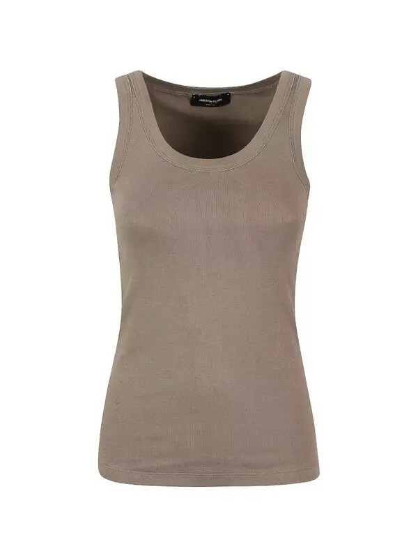 Fabiana Filippi Bead-trim Ribbed Top - Brown