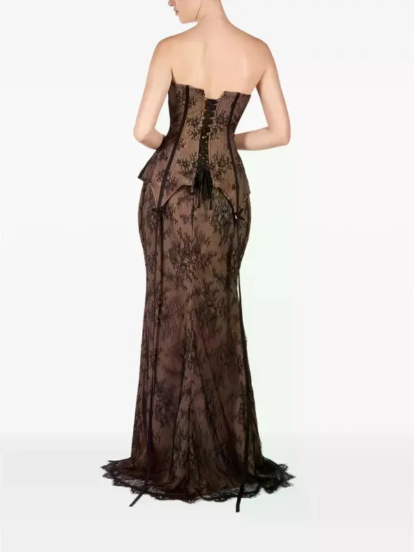 ANDREEA VENECIUC Isadora Lace-overlay Peplum Maxi Dress