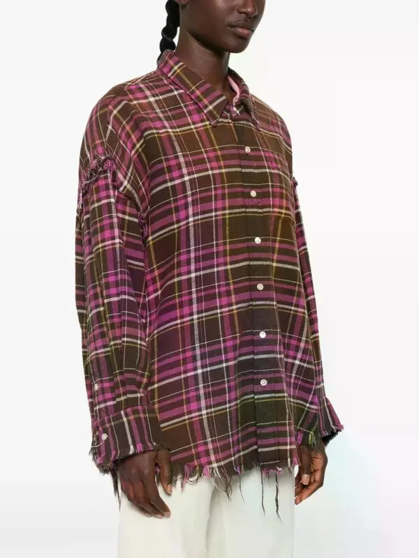 R13 Shredded-seam Drop-neck Shirt - Brown