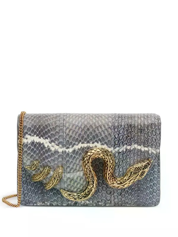 Roberto Cavalli Snake-motif Leather Clutch Bag