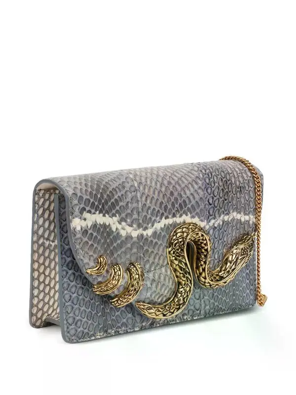 Roberto Cavalli Snake-motif Leather Clutch Bag