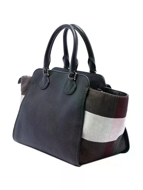 Burberry 2000-2017 Leather And Mega Check Canvas Harcourt Satchel