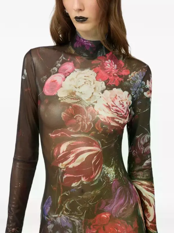 Roberto Cavalli Floral-print High-neck Maxi Dress