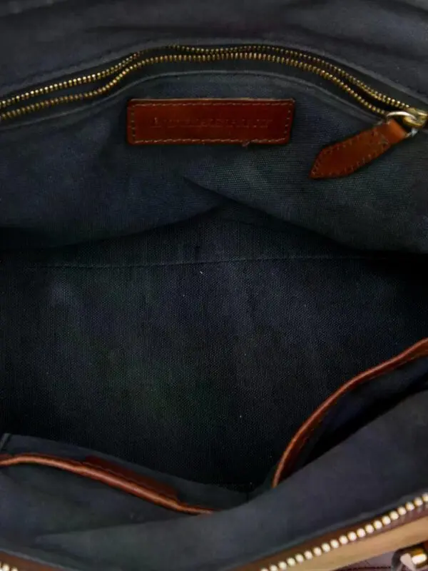 Burberry 2000-2017 Small Leather Trimmed House Check Canvas Bridle Orchard Satchel