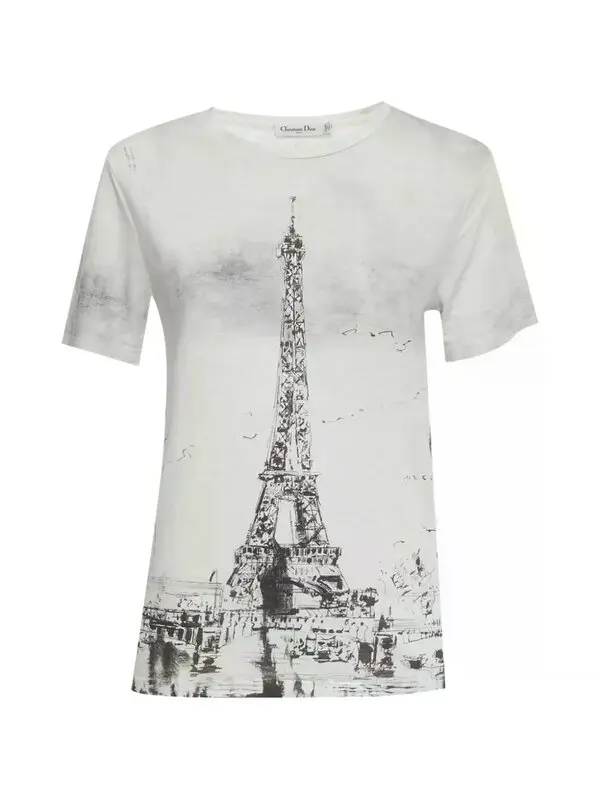 Dior Eiffel Tower Print T-shirt - White