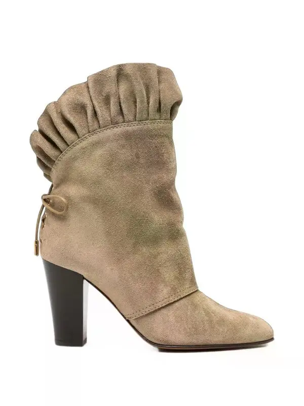 Chloé Anouk Ruffled Ankle Boots - Neutrals