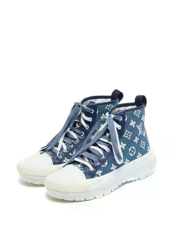 LOUIS VUITTON Squad Monogram Denim Sneakers - Blue