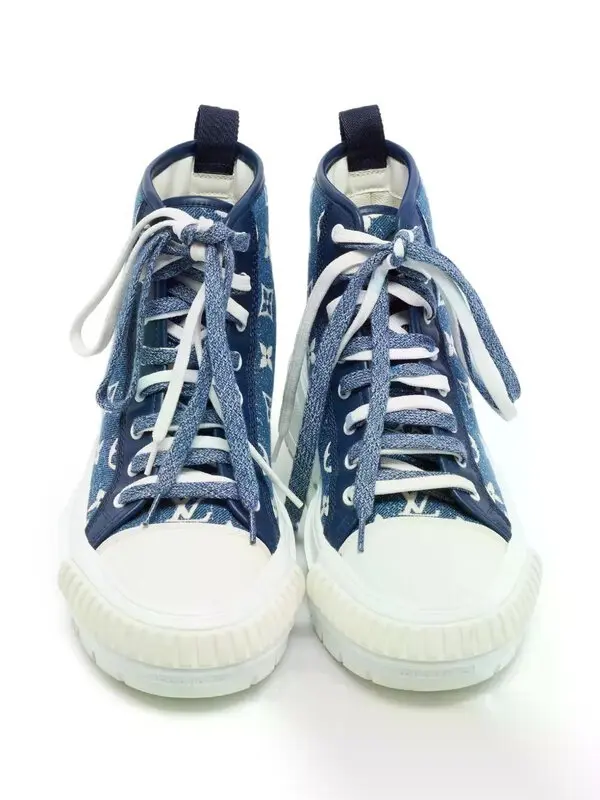 LOUIS VUITTON Squad Monogram Denim Sneakers - Blue