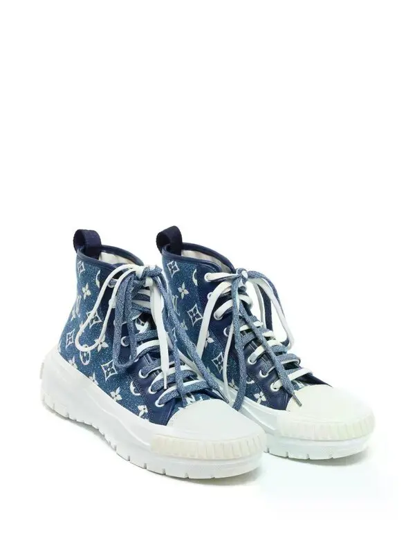 LOUIS VUITTON Squad Monogram Denim Sneakers - Blue