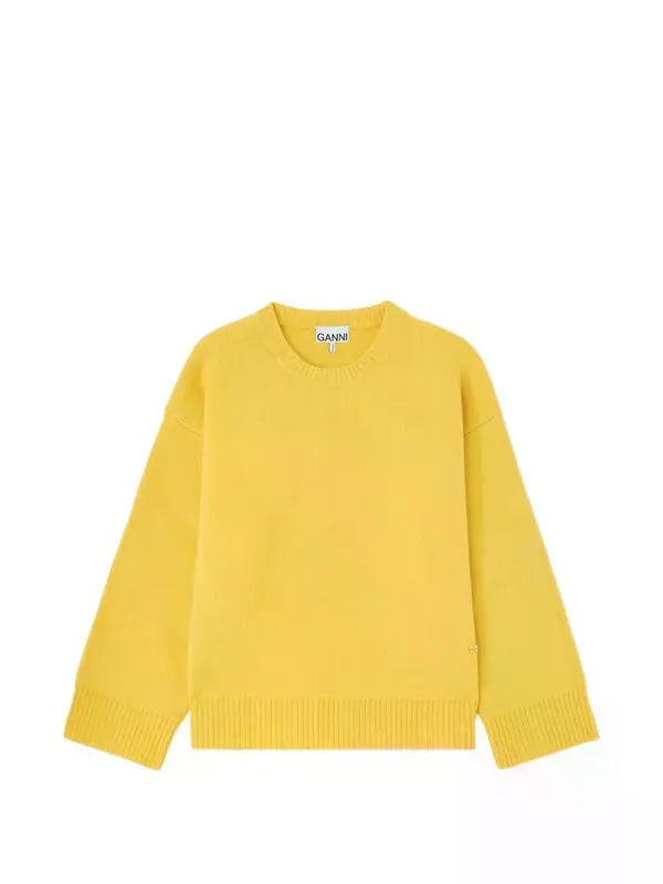 GANNI Ribbed-trim Drop-shoulder Sweater - Yellow