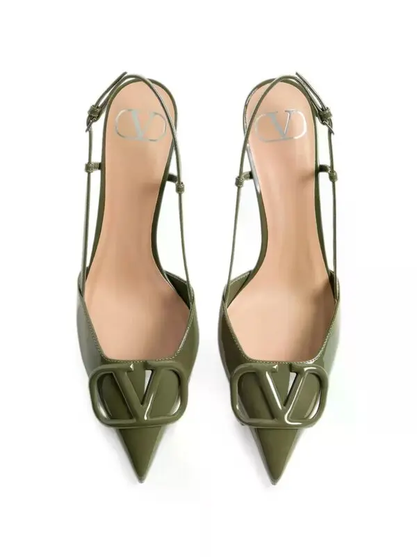Valentino Garavani Vlogo Signature Patent Leather Slingback Pump 80mm - Green