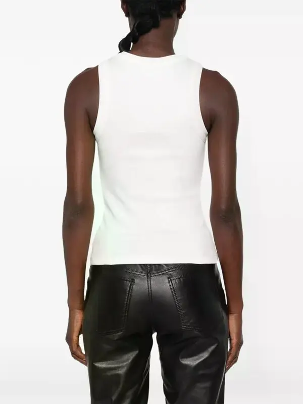 DES_PHEMMES Embellished Ribbed Tank Top - White