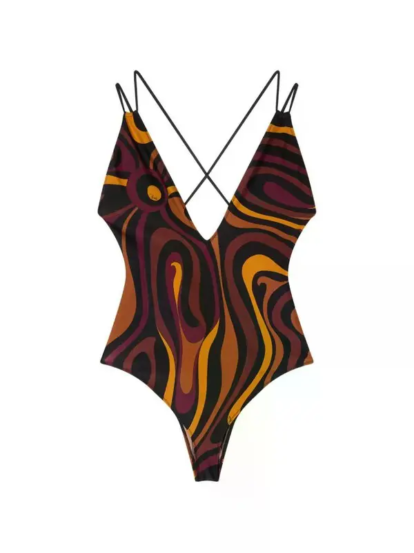 Emilio Pucci Marmo-print Swimsuit - Black