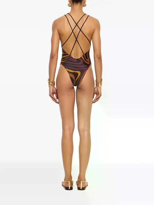 Emilio Pucci Marmo-print Swimsuit - Black