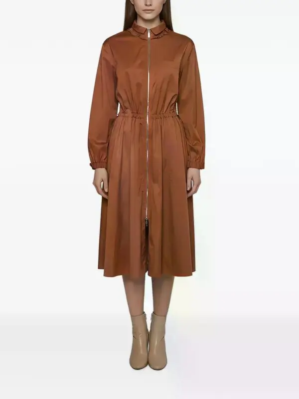 Hermès Ruffle-trim Zip-up Midi Dress