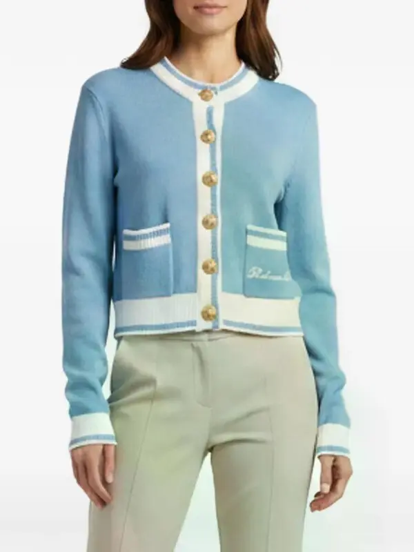 Balmain Logo Embroidered Knit Cardigan