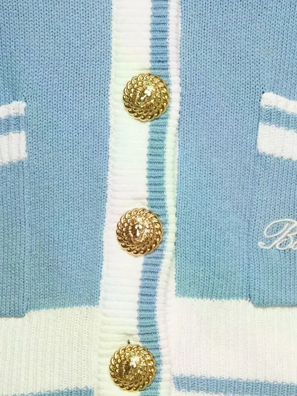 Balmain Logo Embroidered Knit Cardigan