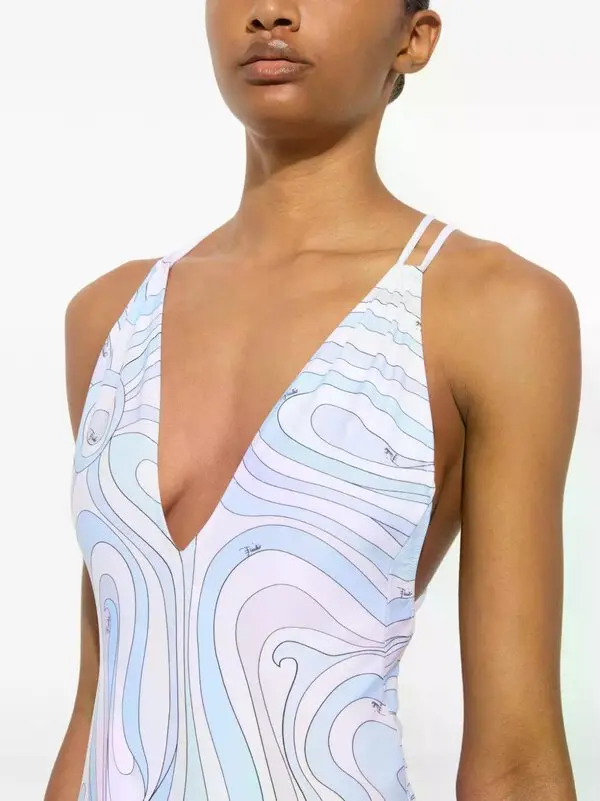 Emilio Pucci Marmo-print Swimsuit - White