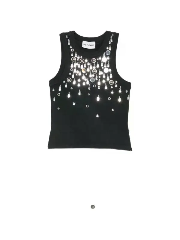 DES_PHEMMES Embellished Ribbed Tank Top