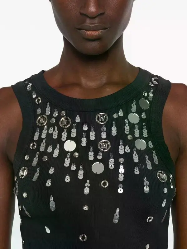 DES_PHEMMES Embellished Ribbed Tank Top