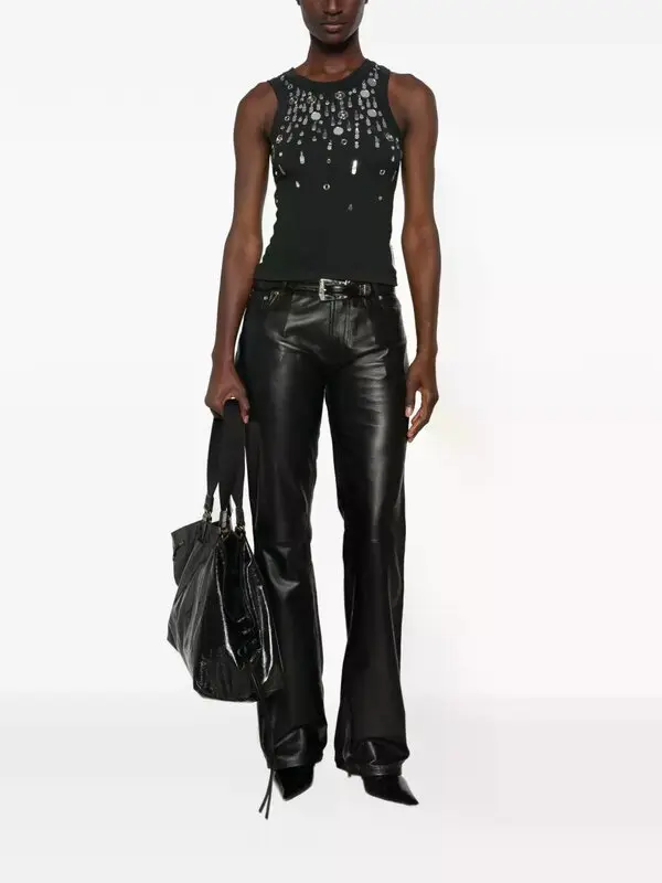 DES_PHEMMES Embellished Ribbed Tank Top - Black